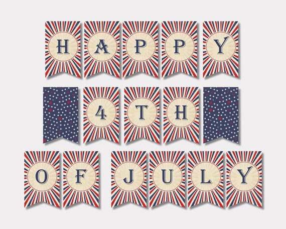 4th of July Banner Happy Fourth of July Flag Banner July - Etsy