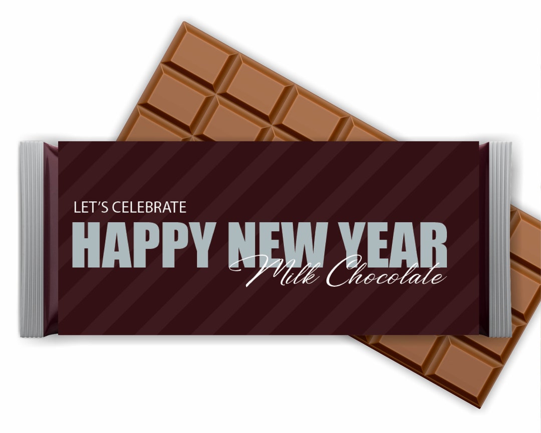 Happy New Year Chocolate Bar Wrapper Printable Party Gift, New Year's ...