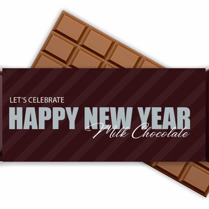 Happy New Year Chocolate Bar Wrapper Printable Party Gift, New Year's ...