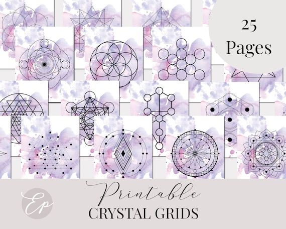 25 Printable Crystal Grid Templates Purple Sacred Geometry - Etsy Australia