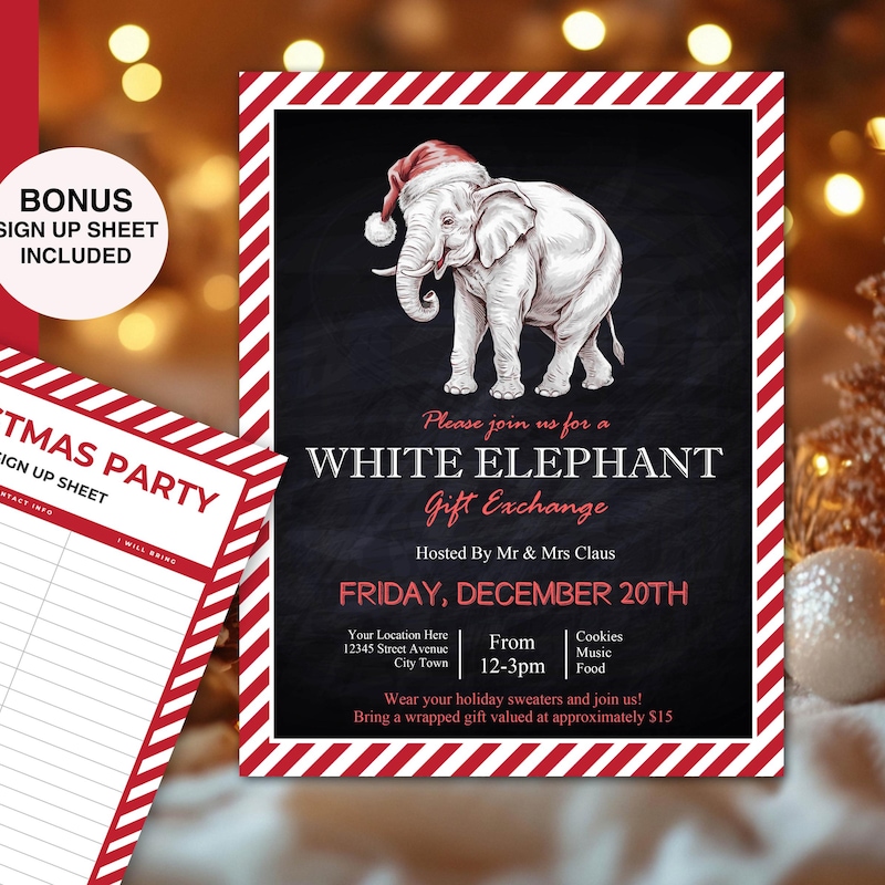 White Elephant Sign up Sheet - Etsy