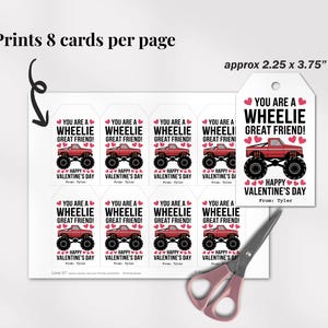 Monster Truck Printable Valentine's Day Tag You Are A Wheelie Great ...