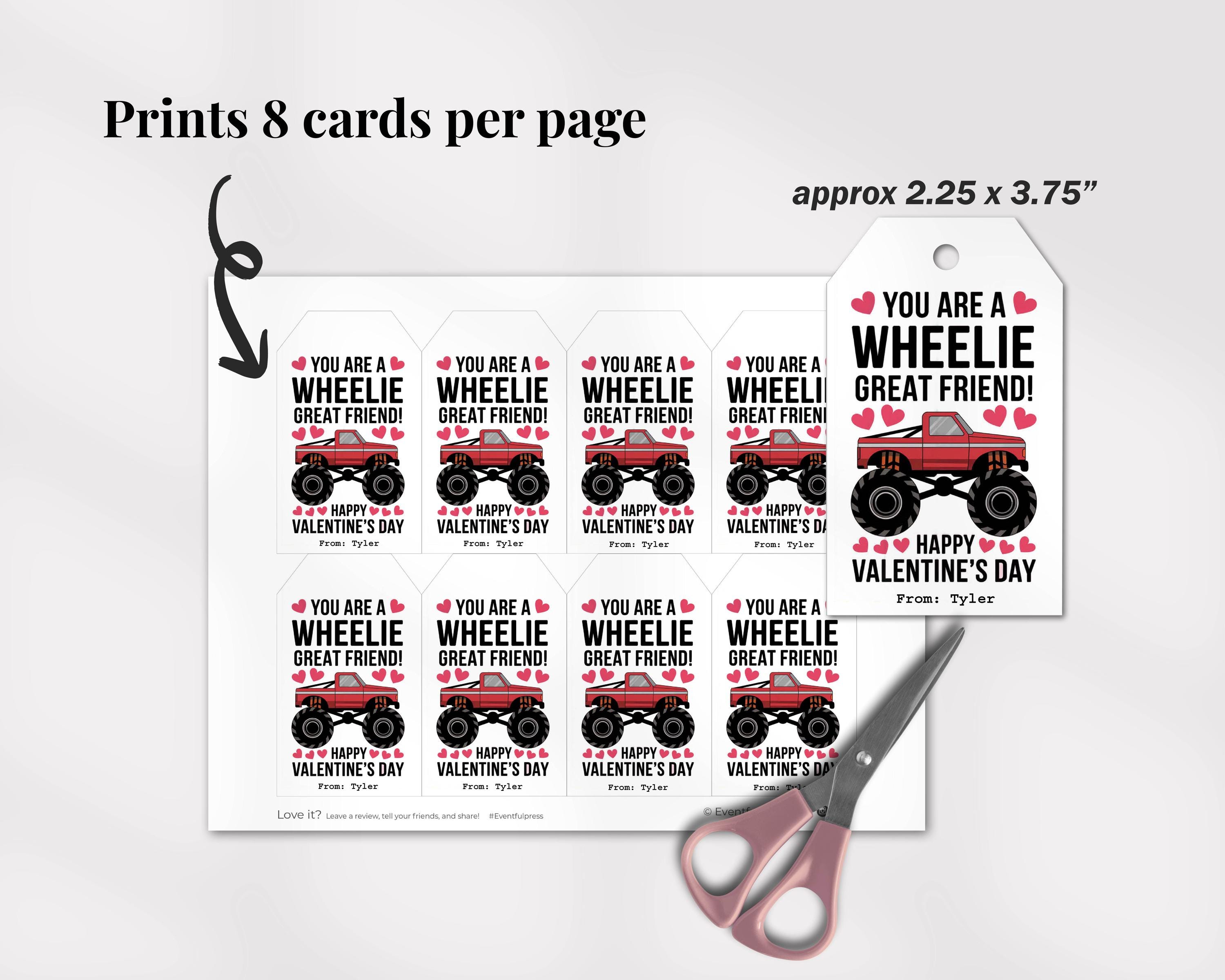 Monster Truck Printable Valentine's Day Tag You Are A Wheelie Great ...
