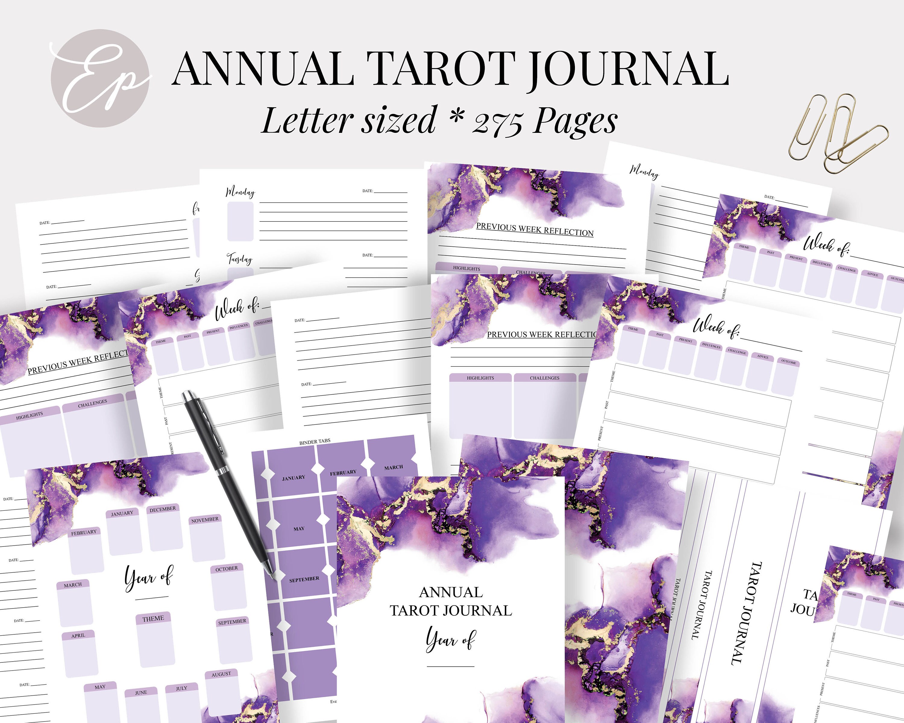 Tarot Journal Kit 275 Pages Printable Tarot Binder Tarot - Etsy