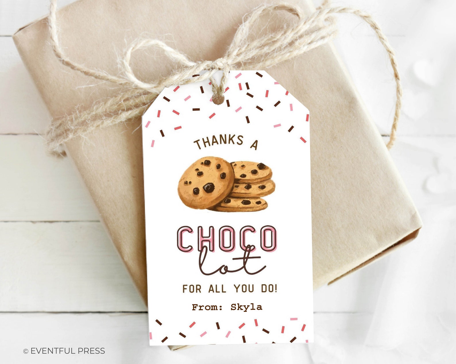 Chocolate Chip Cookie Thank You Tags: Appreciation Gift (PDF Pattern ...