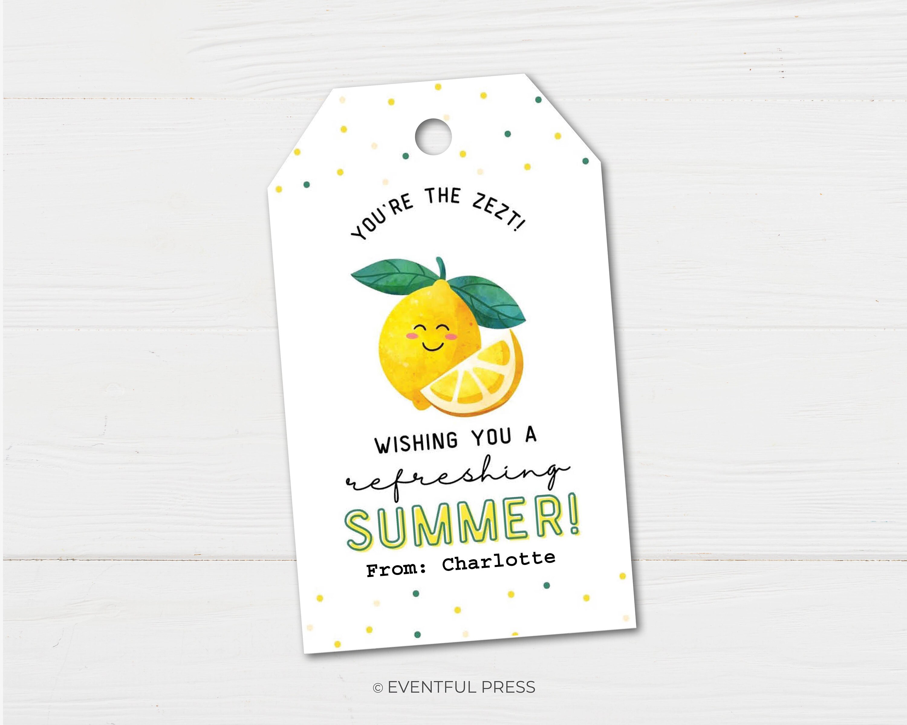 Lemon Last Day of School Favor Tags Gift Tag Student Teacher ...