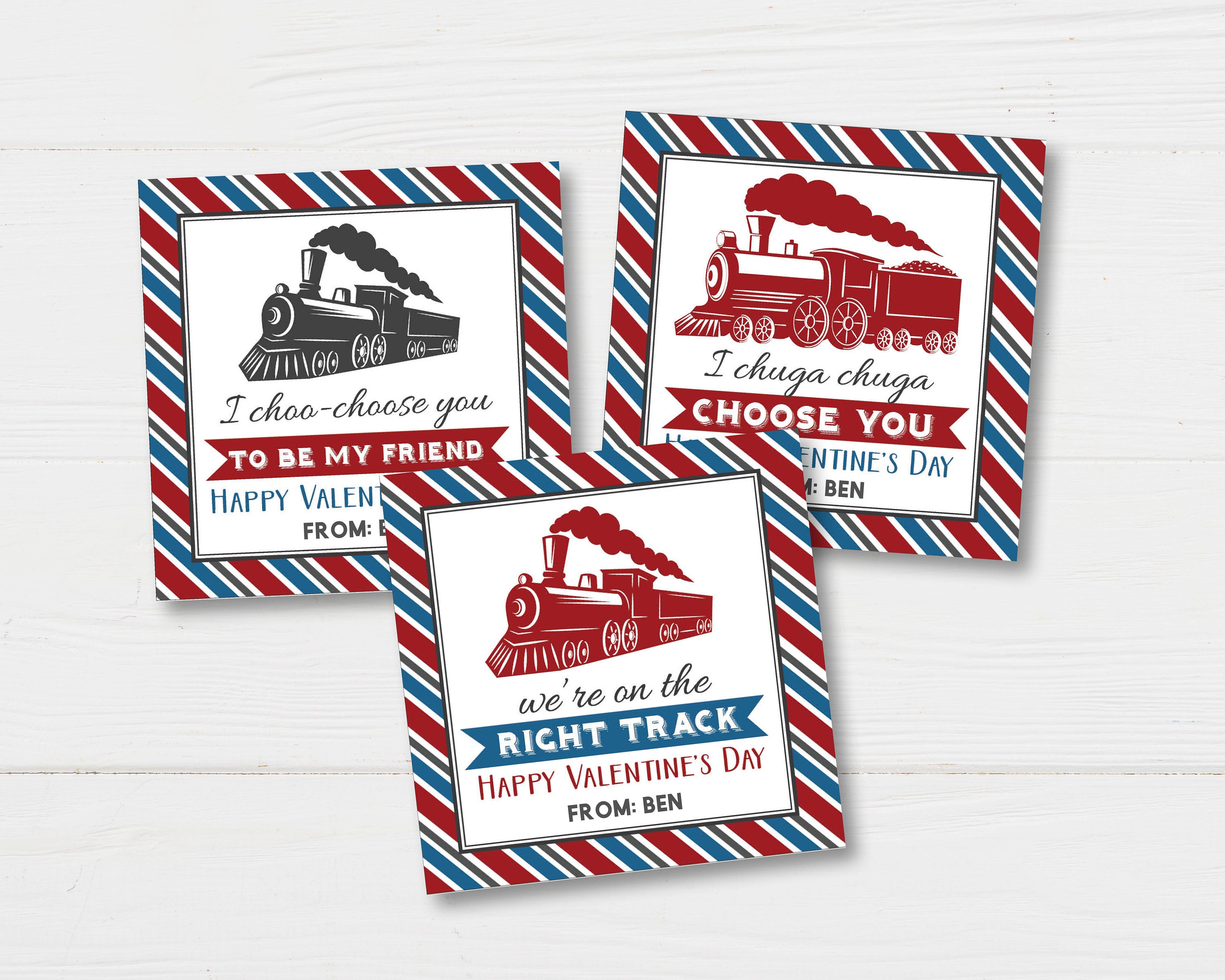 Vintage Railroad Valentines INSTANT DOWNLOAD Train Chuga | Etsy