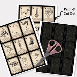 Printable Lenormand Cards With Key Words | Lenormand Deck, Lenormand ...