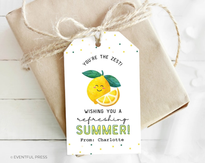 Lemon Last Day of School Favor Tags Gift Tag Student Teacher ...