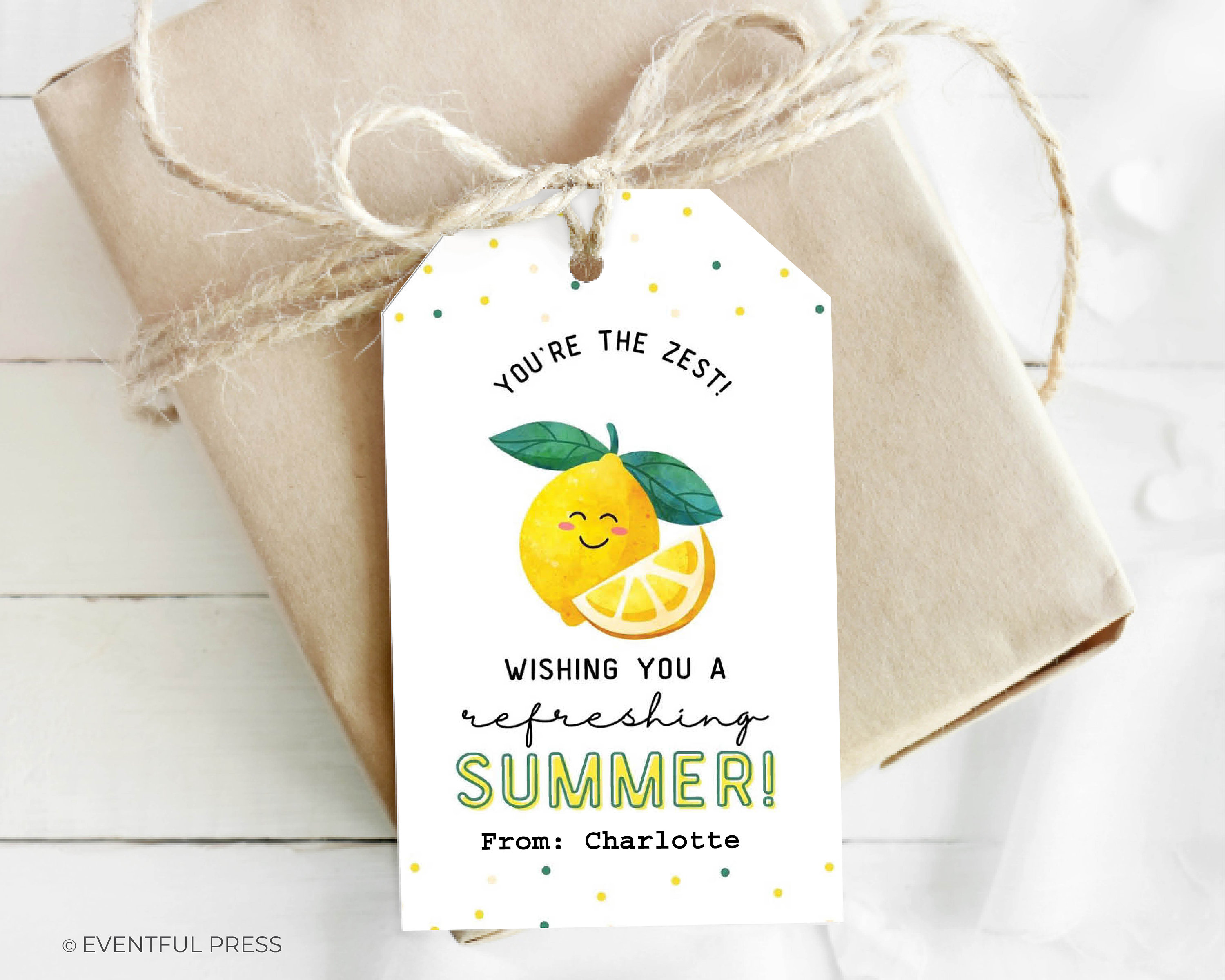 Lemon Last Day of School Favor Tags Gift Tag Student Teacher ...