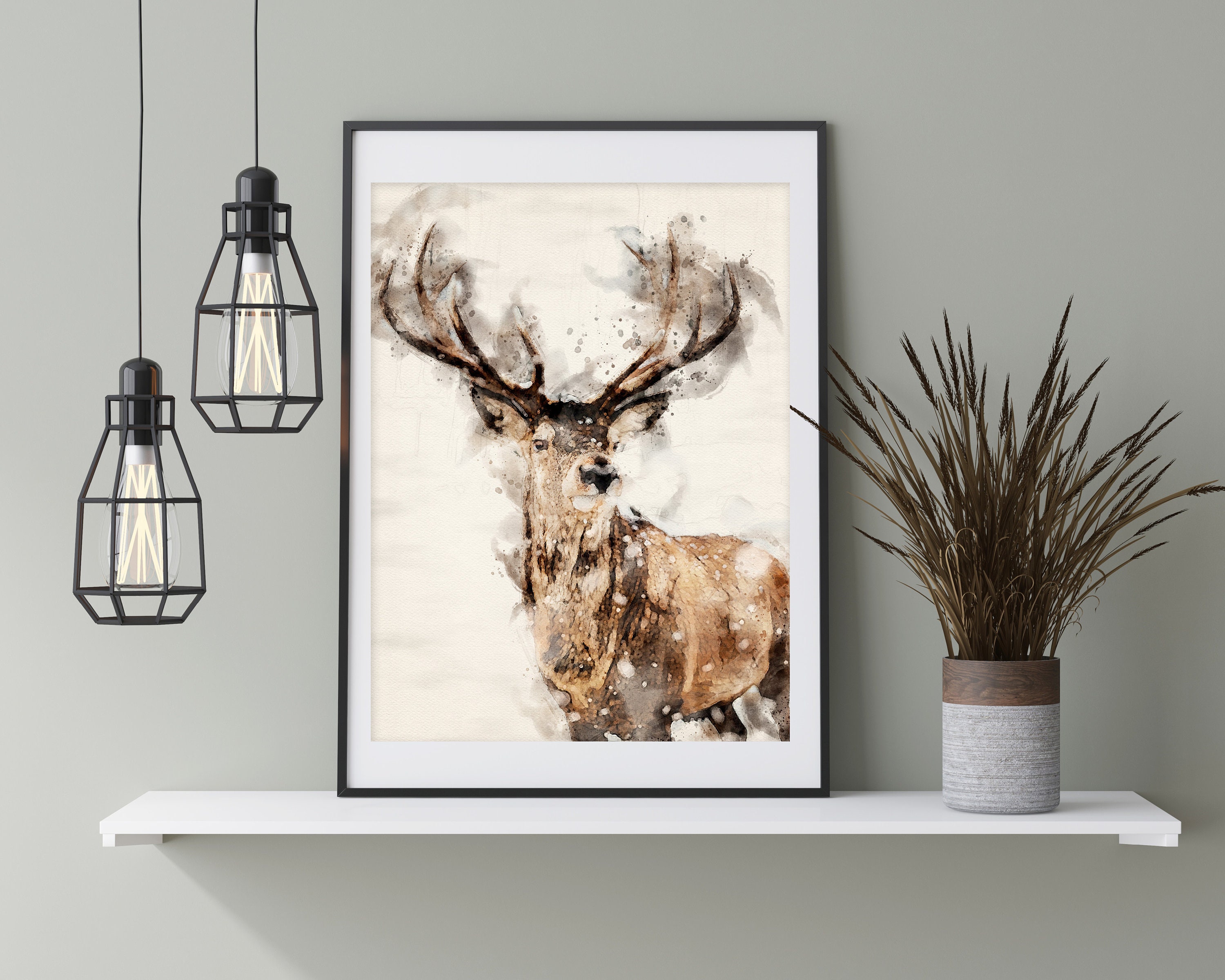 Christmas Wall Decor Reindeer Poster Print Winter Decor - Etsy
