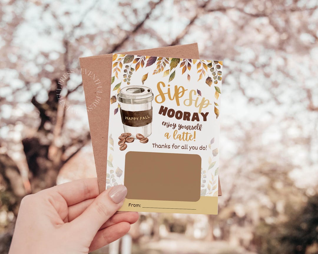 Fall Latte Gift Card Holder Sip Sip Hooray Coffee Gift for Teacher ...