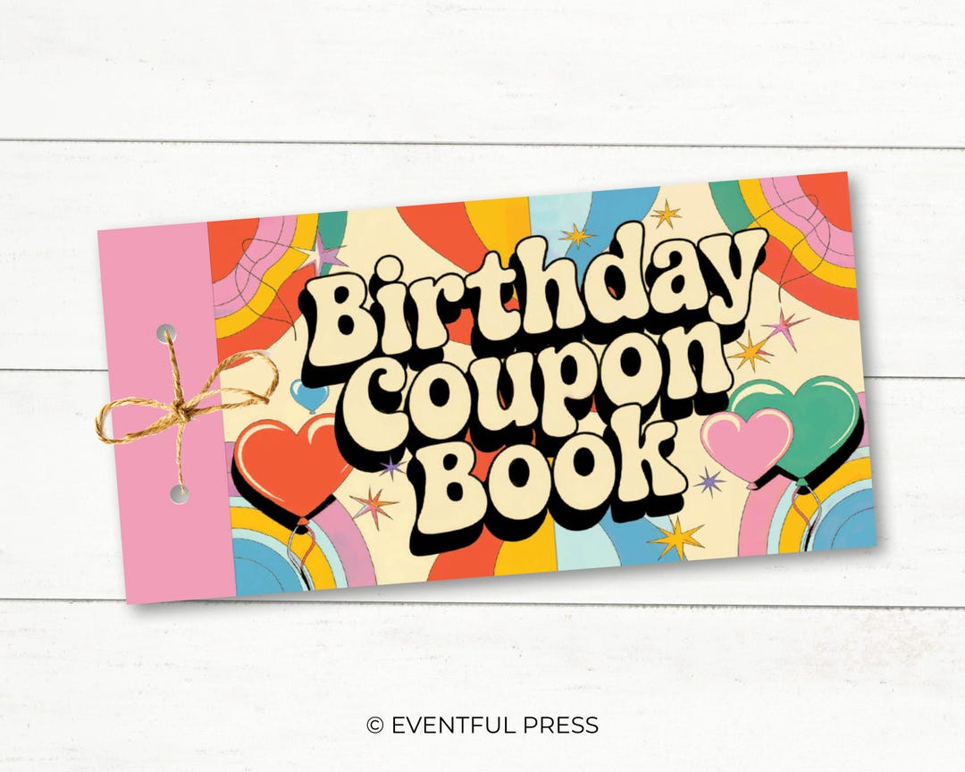 Birthday Coupon Book Printable Bday Coupons Custom Vouchers ...