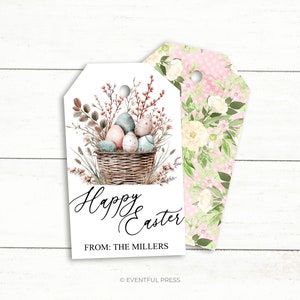 Happy Easter Gift Tags, Printale Treat Bag Tags, Kids Easter Basket Tag ...