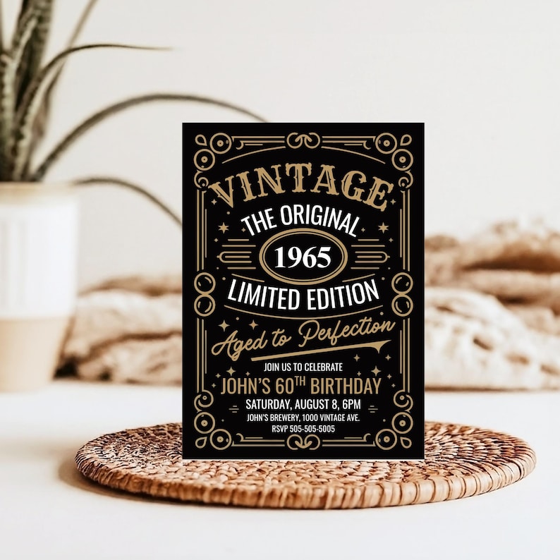 60th Birthday Invitation: Vintage Whiskey Label Party (instant Download ...
