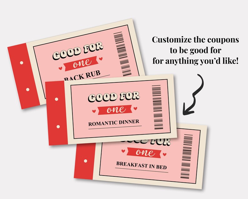 Valentine's Printable Coupon Book Love Coupons Custom Vouchers ...