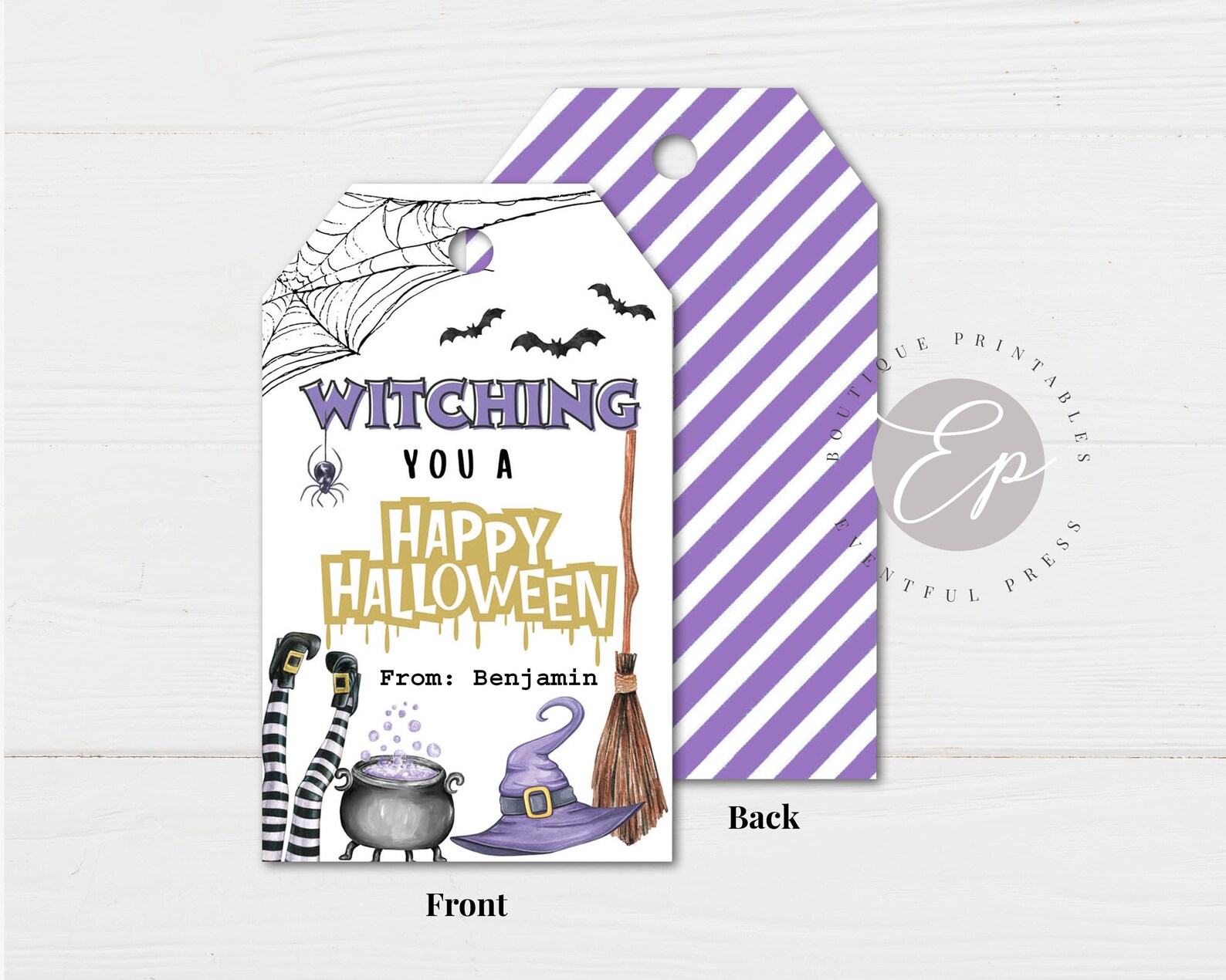Halloween Witch Printable Gift Tag Witching You a Happy Halloween ...