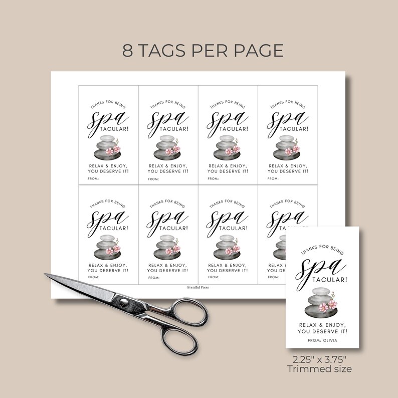 Spa-tacular Printable Gift Tags, Teacher Appreciation, Staff ...