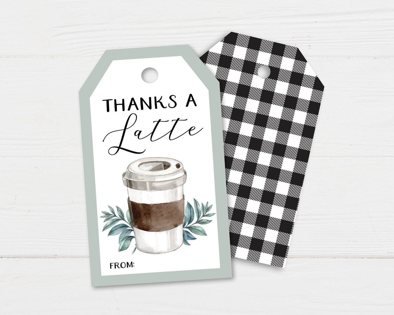 Thanks A Latte Printable Gift Tag Easy DIY Gift Idea for | Etsy