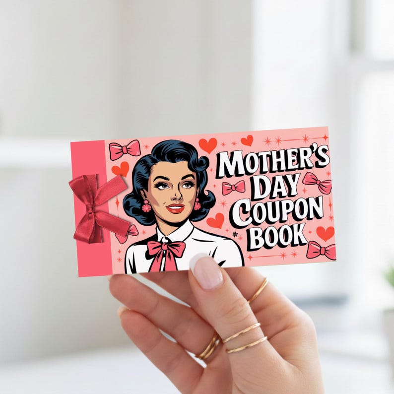 Retro Mother's Day Coupon Book Printable Custom Vouchers Personalized ...