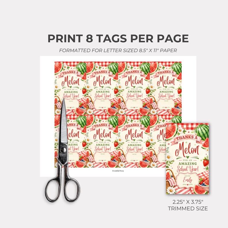 Watermelon Gift Tag, Printable Last Day of School Summer Break Favor ...