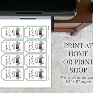 Thanks A Latte Printable Gift Tag, Easy DIY Coffee Gift Idea for ...