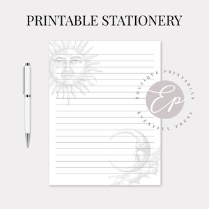 Printable Celestial Stationery | Sun and Moon | INSTANT DOWNLOAD Pdf - Etsy