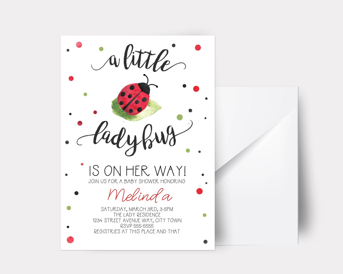 Ladybug Baby Shower Invitation Instant Download TEMPLATE - Etsy