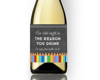 EDITABLE Our Child Might Be the Reason You Drink, Printable Wine Label ...