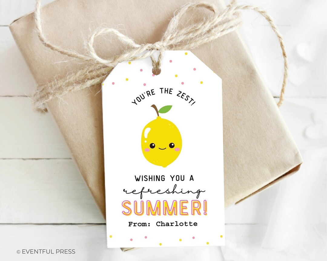 Lemon Last Day of School Favor Tags Gift Tag Student Teacher ...