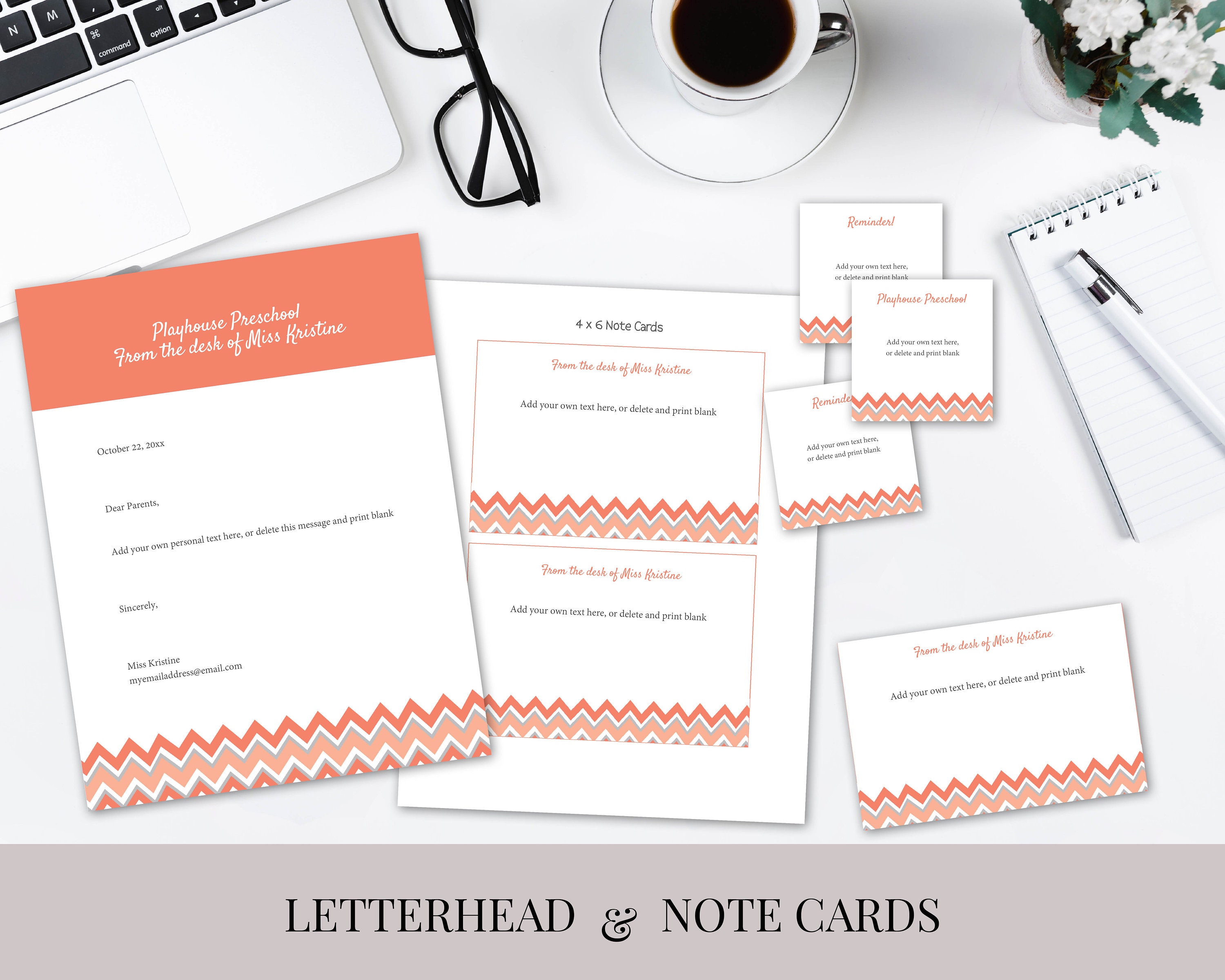 Coral Aqua Chevron Preschool Curriculum & Childcare Provider | Etsy