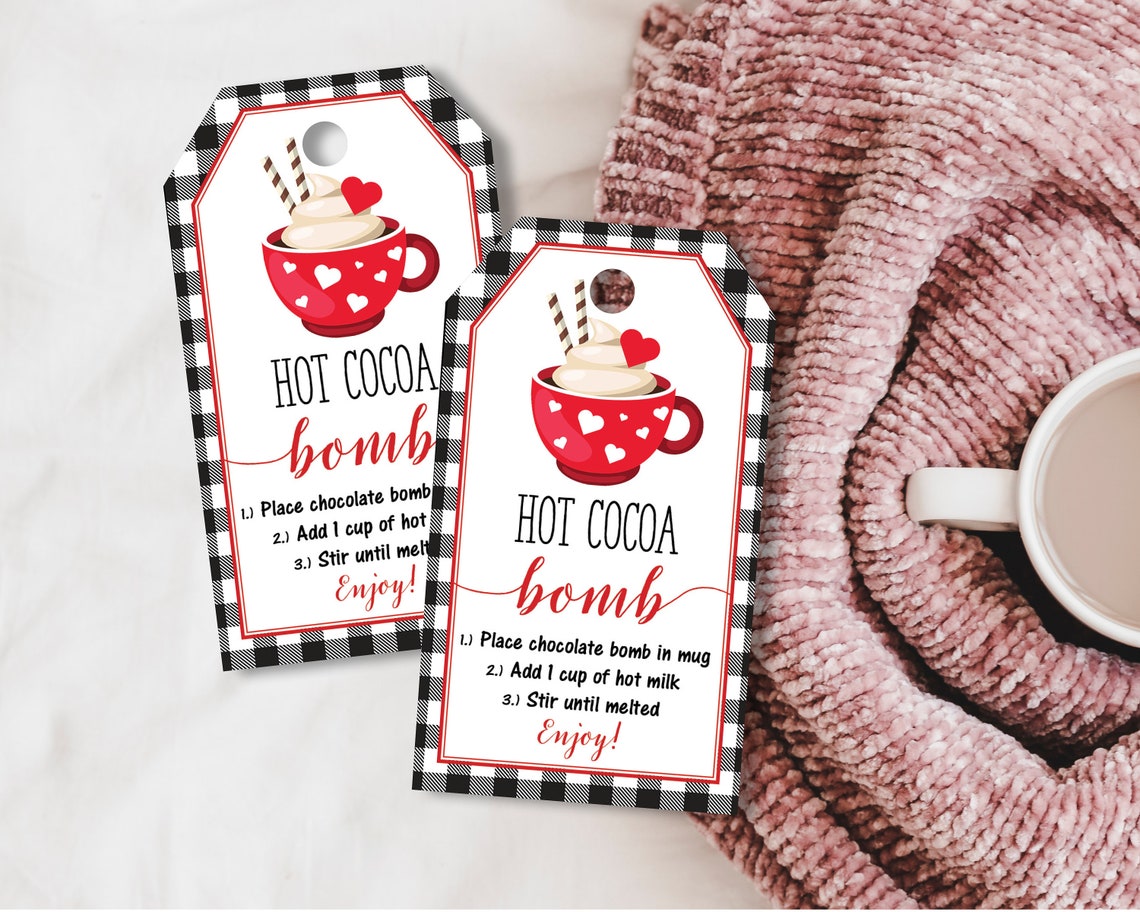 Hot Chocolate Bomb Tag Buffalo Plaid Cocoa Bomb | Etsy
