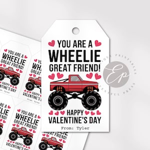 Monster Truck Printable Valentine's Day Tag You Are A Wheelie Great ...