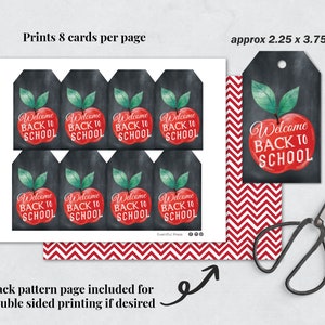 Welcome Back to School Chalkboard Printable Gift Tags, Apple for the ...