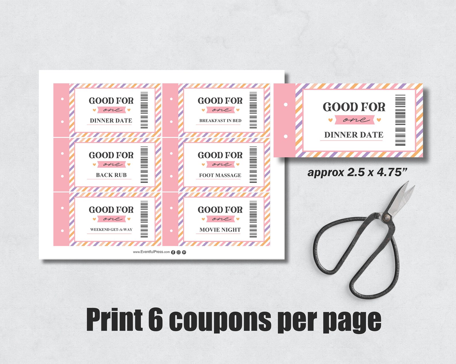 Printable Coupon Book Mother's Day Retro Multicolor Custom Vouchers ...