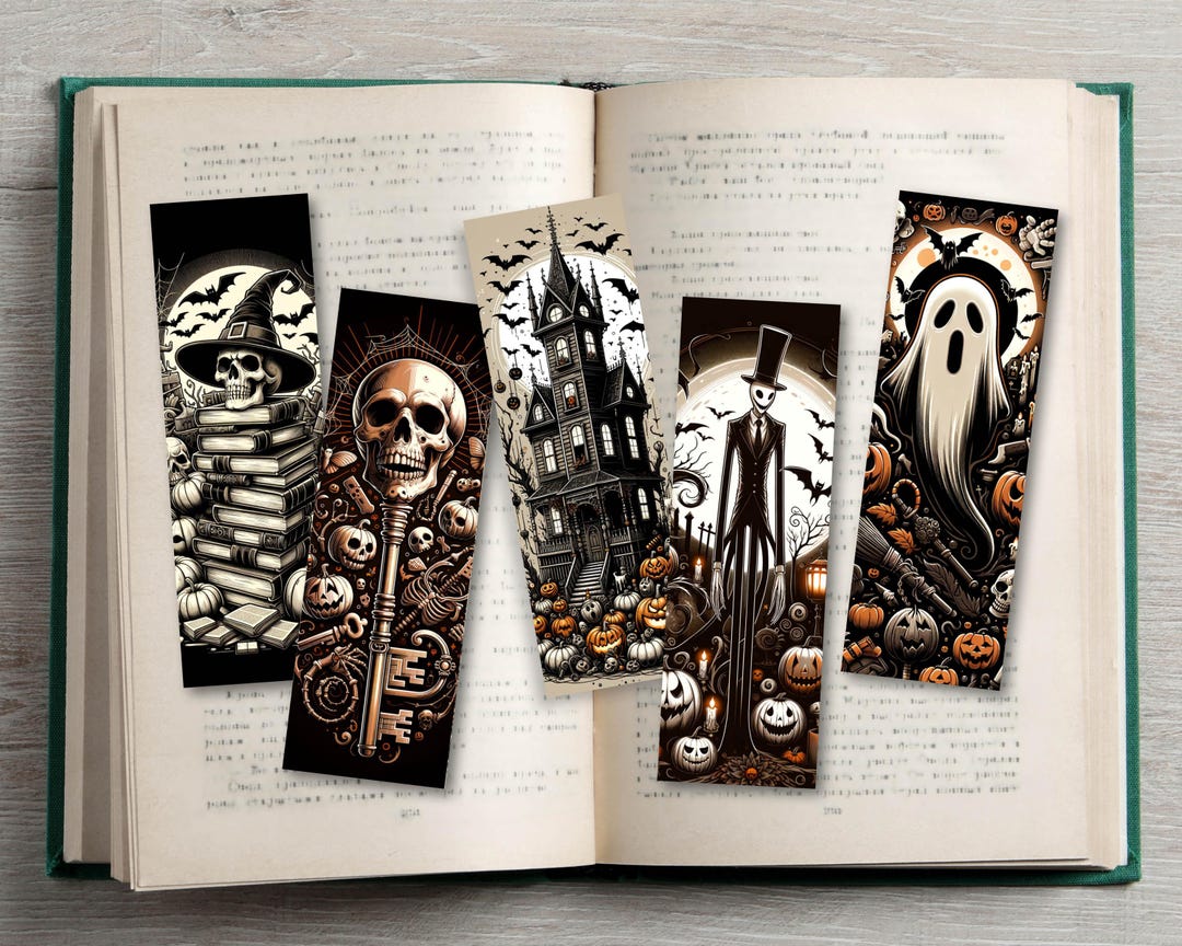 Spooky Halloween Printable Bookmarks Scary Ghost Vintage Gothic ...