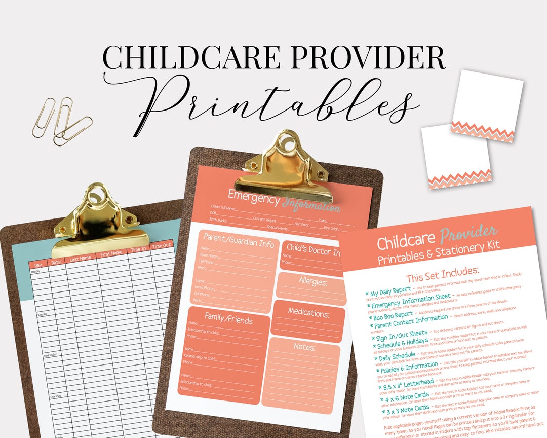 Coral Aqua Chevron Preschool Curriculum & Childcare Provider - Etsy