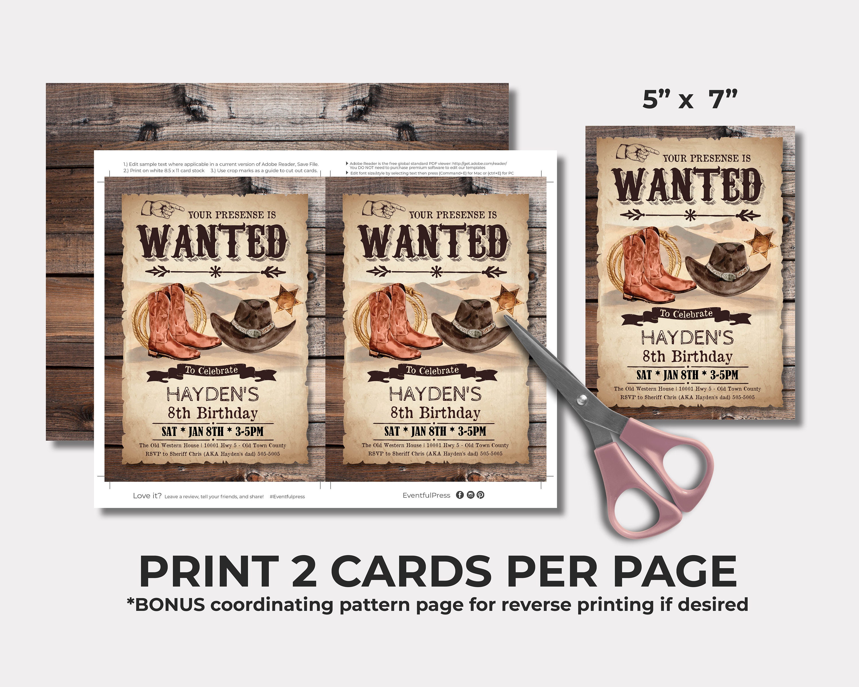 Cowboy Invitation Rodeo Wanted Poster Country Western | Etsy