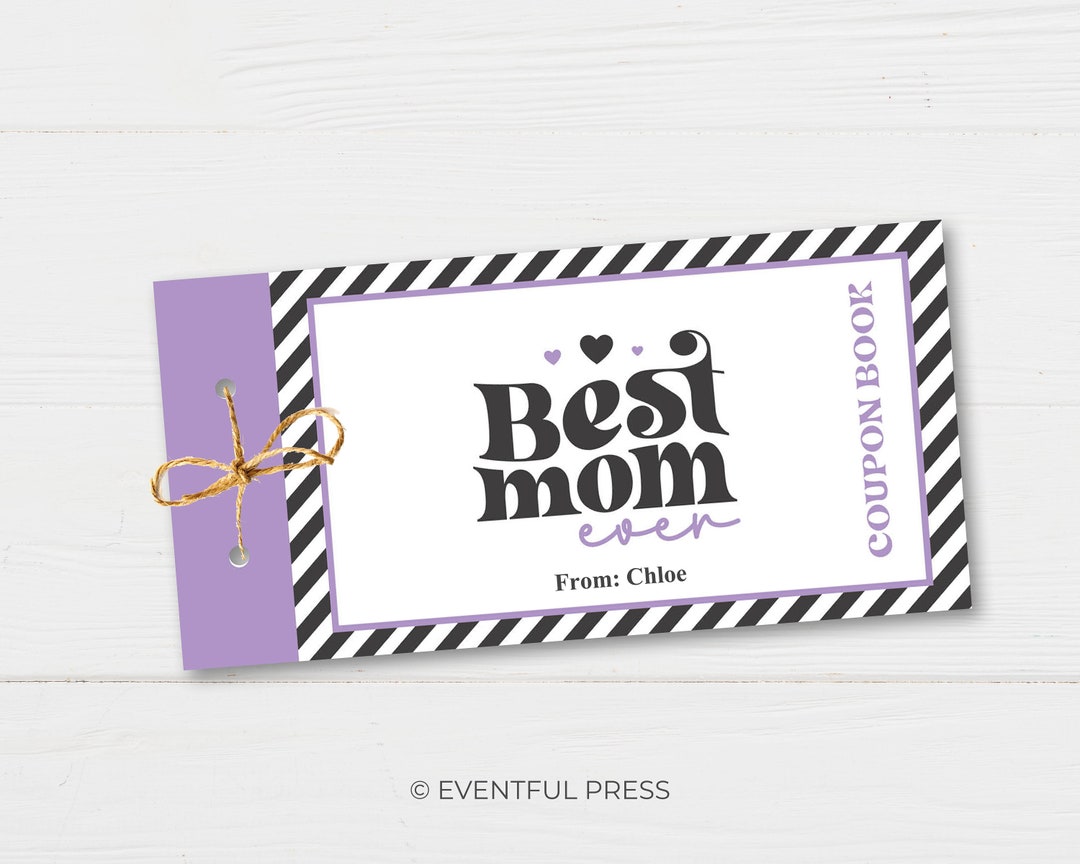 Printable Coupon Book Mother's Day Purple Custom Vouchers Personalized ...
