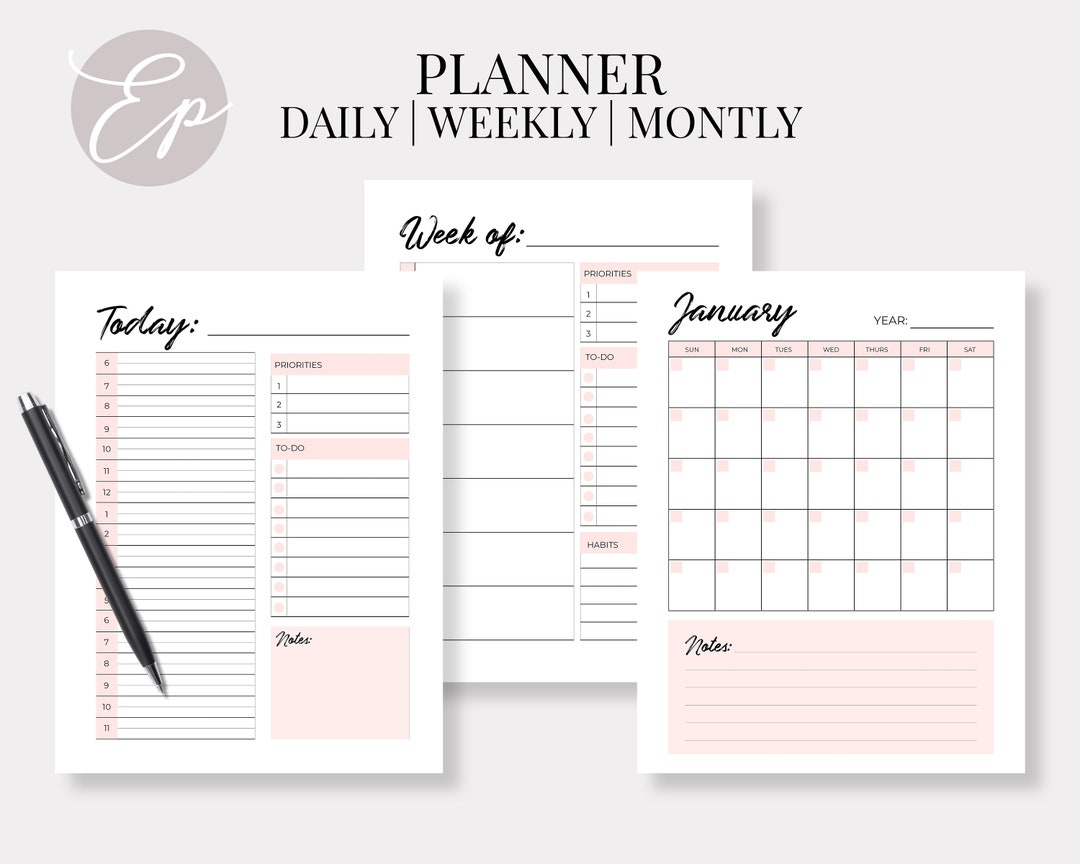 2023 Planner | Daily, Weekly, Monthly Planner | Printable Planner Pages ...