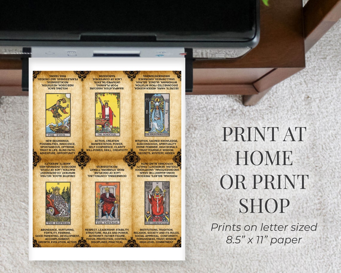 Printable Tarot Cards With Key Words Tarot Deck Tarot Flash - Etsy ...