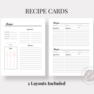 Printable Recipe Cards | Recipe Log, Recipe Binder Insert, Recipe ...