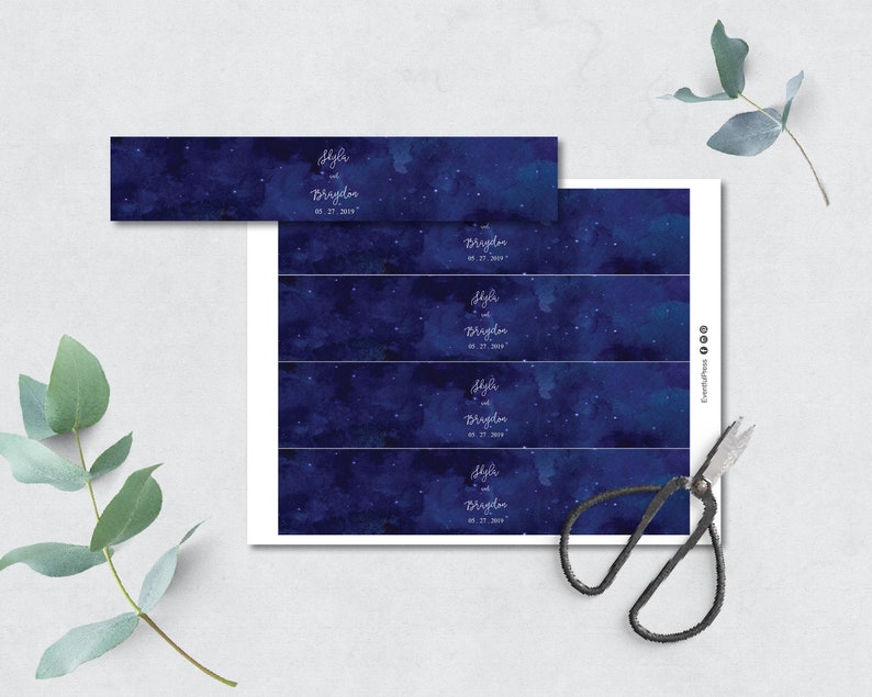 Starry Night Wedding Water Bottle Label Celestial Wedding - Etsy