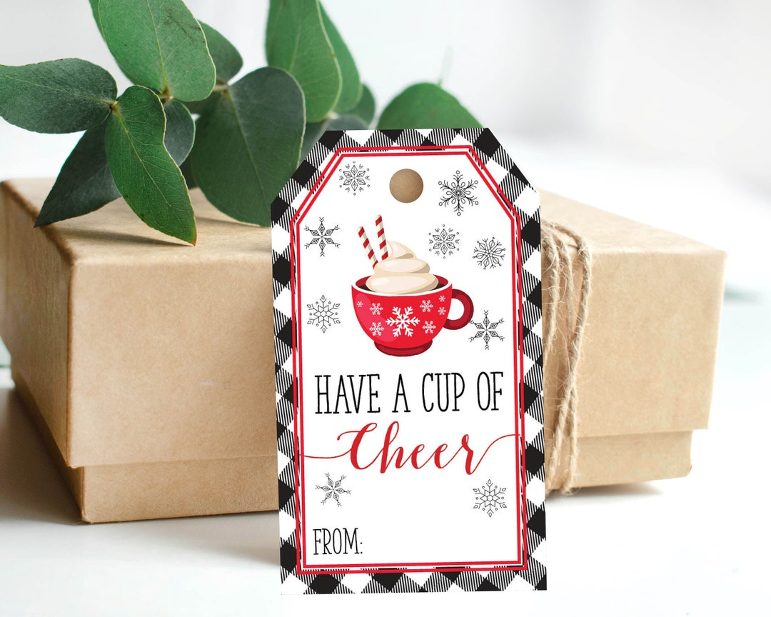 Have a Cup of Cheer Printable Gift Tag Buffalo Plaid Hot - Etsy