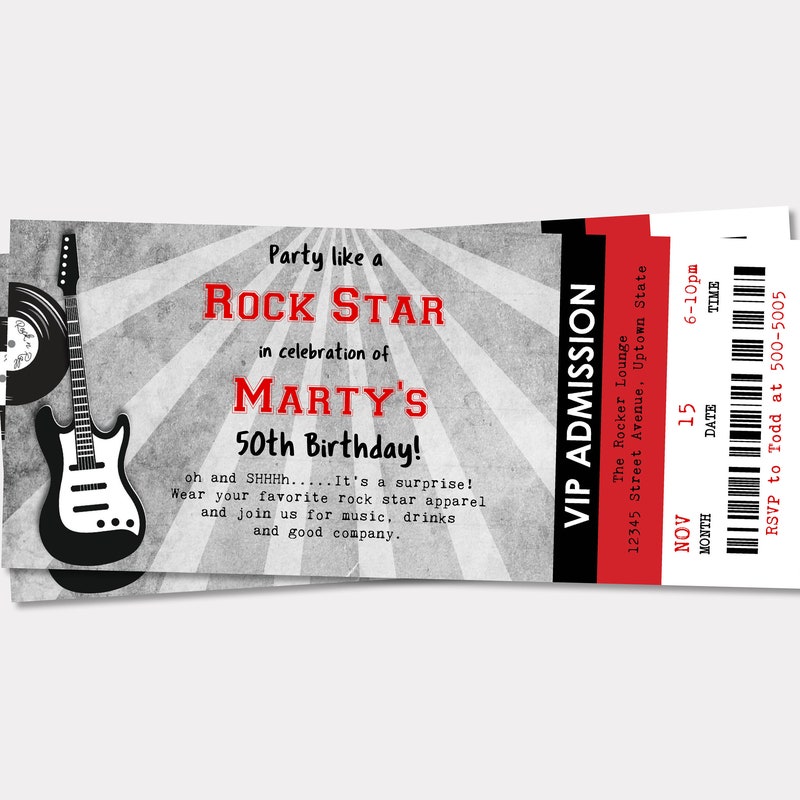 Rock Star Invitation - Etsy