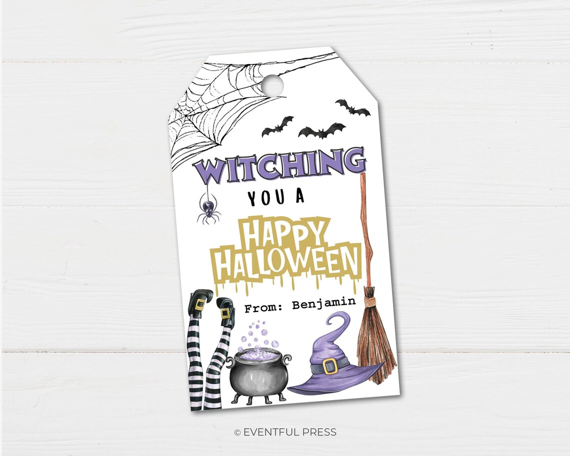 Halloween Witch Printable Gift Tag Witching You a Happy Halloween ...