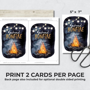 Bonfire Party Invitation Backyard Fireside Chat Invite Lanterns Edison ...