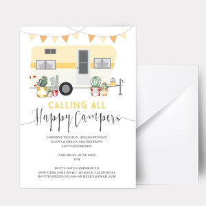 Glamping Party Invitation Vintage Camper Invite RV Travel Trailer Retro ...