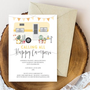 Glamping Party Invitation Vintage Camper Invite RV Travel Trailer Retro ...
