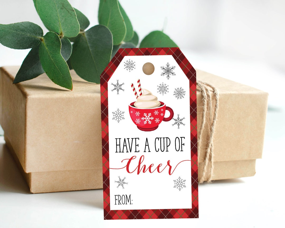 Have a Cup of Cheer Printable Gift Tag Buffalo Plaid Hot Cocoa Bomb ...